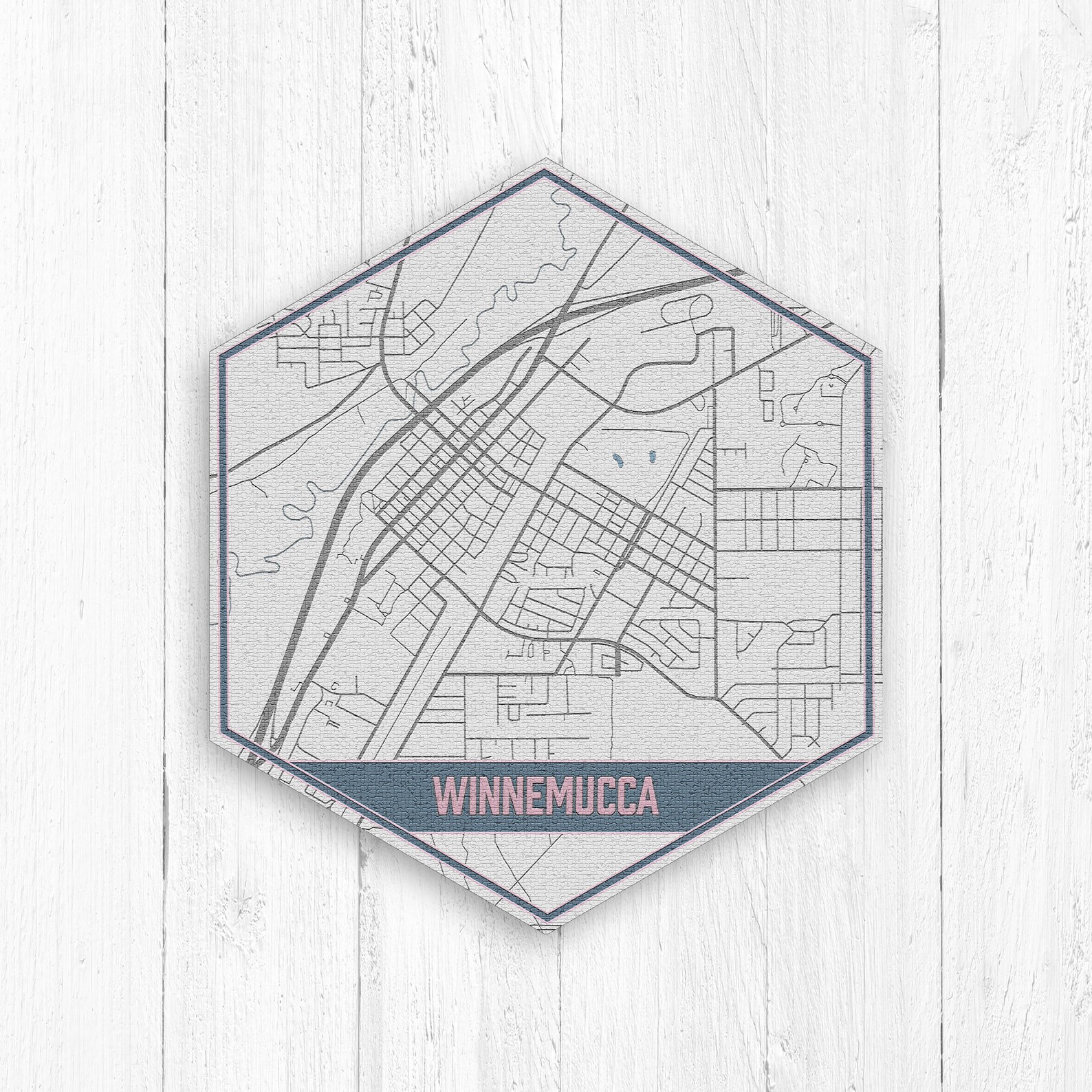Winnemucca Nevada Street Map, Winnemucca Hexagon, Gray and Blue Street ...