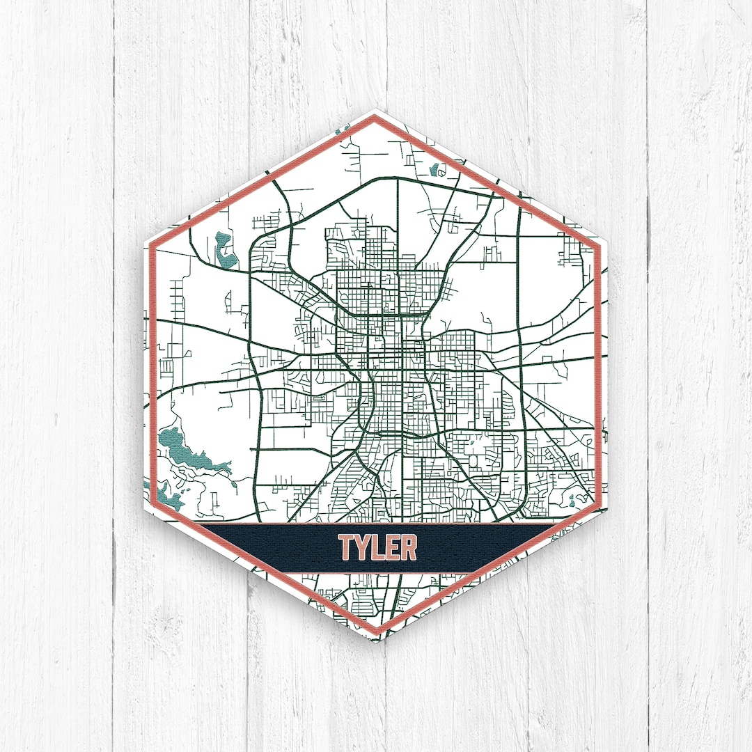 Tyler Texas Street Map Hexagon Canvas by Printed Marketplace - Etsy