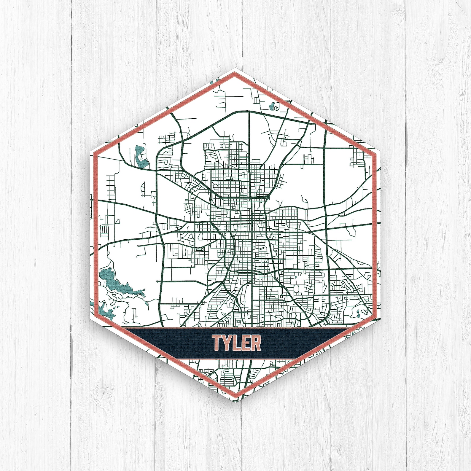 Tyler Texas Street Map Hexagon Canvas by Printed Marketplace - Etsy