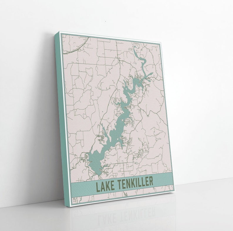 Lake Tenkiller Oklahoma Street Map Print Lake Tenkiller - Etsy