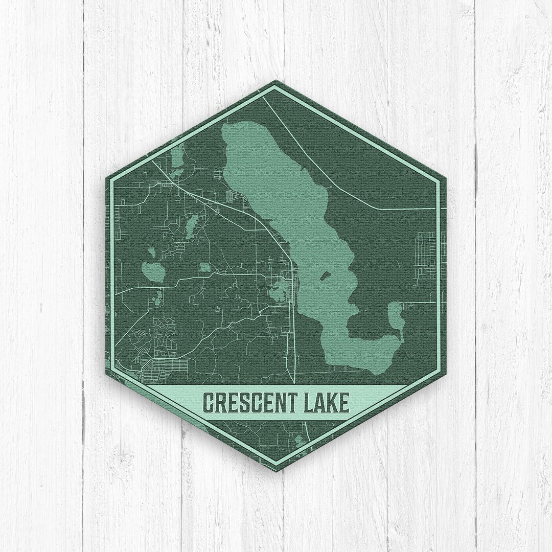 Crescent Lake Florida Hexagon Print, Crescent Lake Canvas, Green Lake ...