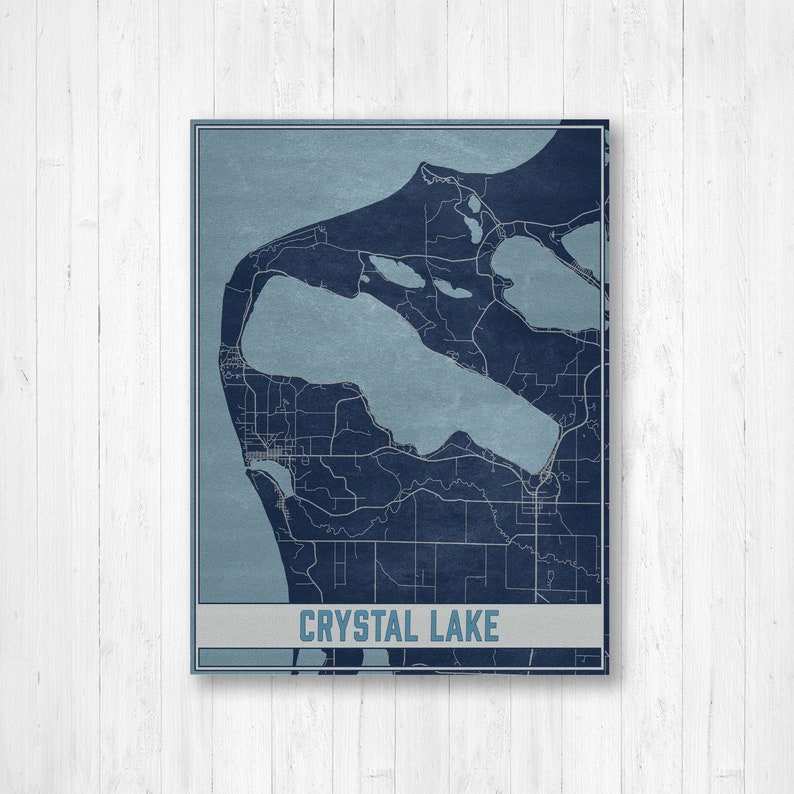 Crystal Lake Michigan Map Print | Crystal Lake Magnetic Poster Frame ...