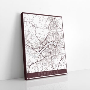 Danville Virginia Street Map Print | Hanging Canvas Map of Danville ...