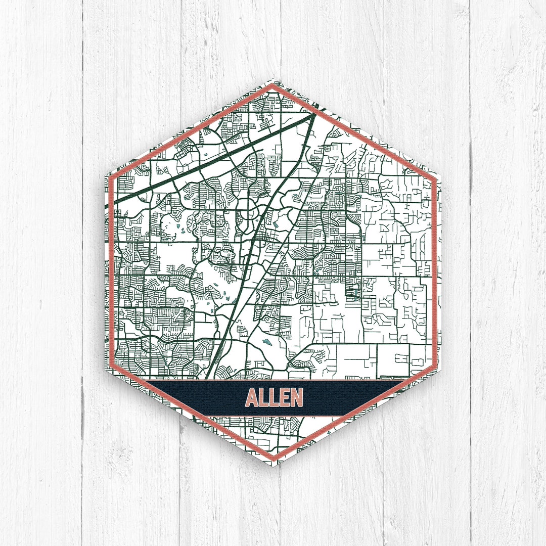 Allen Texas Street Map Hexagon Canvas by Printed Marketplace - Etsy