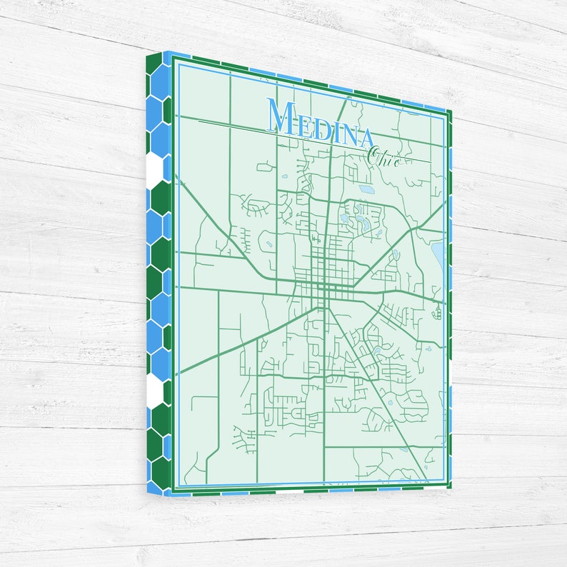 Medina Ohio Street Map Medina Ohio Map Map Print of Medina | Etsy