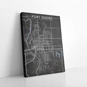 Fort Dodge Iowa Charcoal Street Map | Hanging Canvas Map of Fort Dodge ...