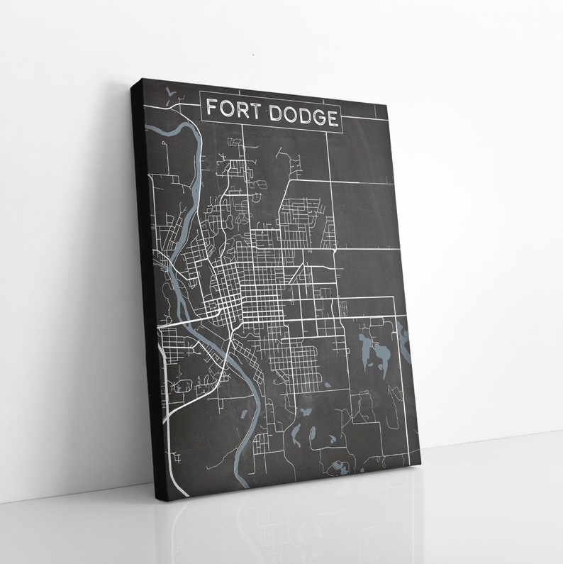 Fort Dodge Iowa Charcoal Street Map Hanging Canvas Map of | Etsy
