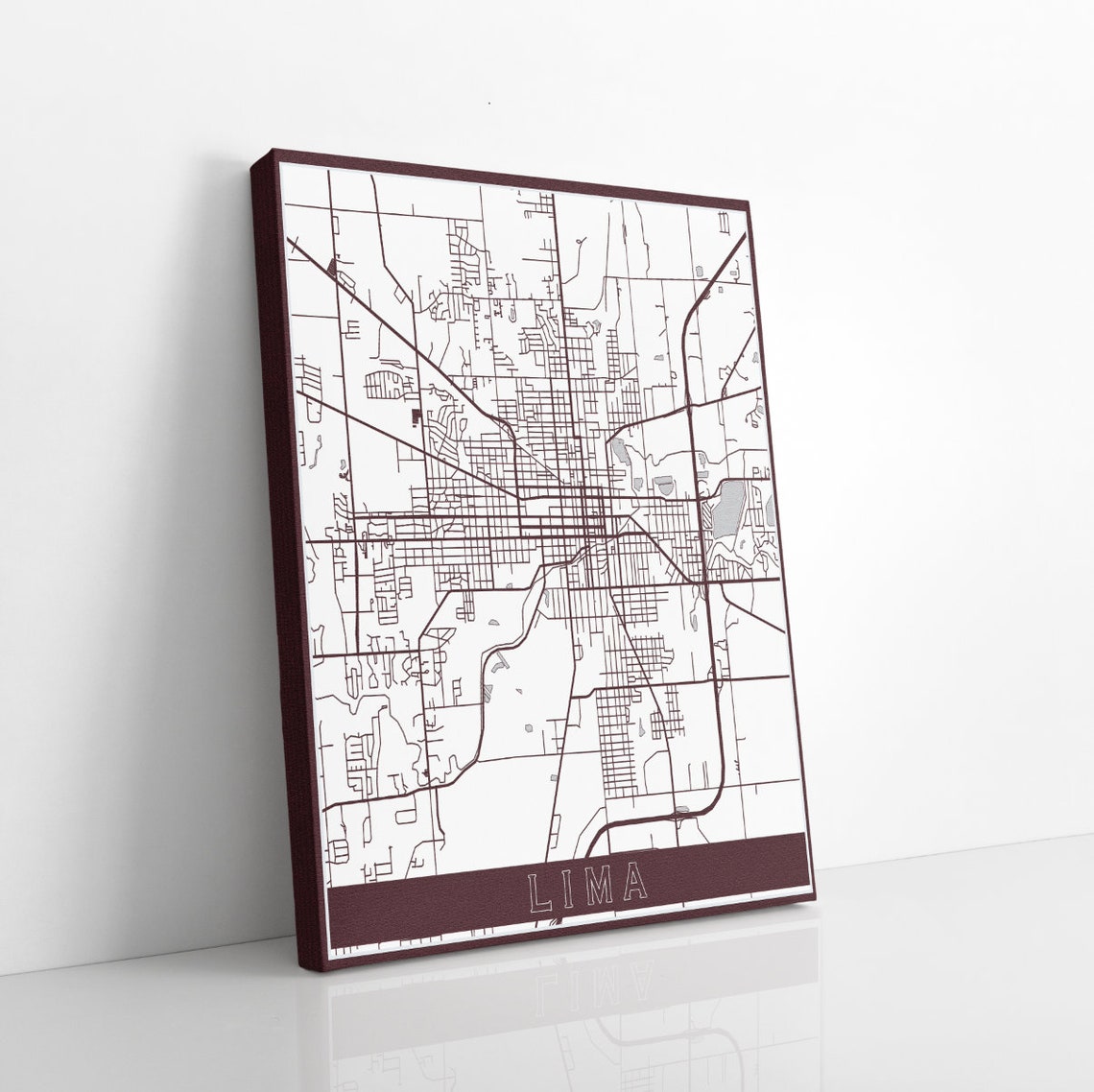 Lima Ohio Street Map Print Hanging Canvas Map of Lima | Etsy
