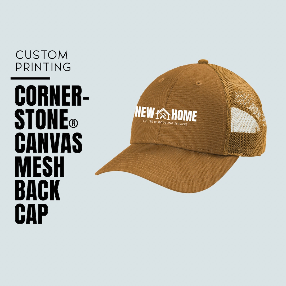 Cornerstone® Canvas Mesh Back Cap | Custom Cap | Custom Mesh Hat - Etsy