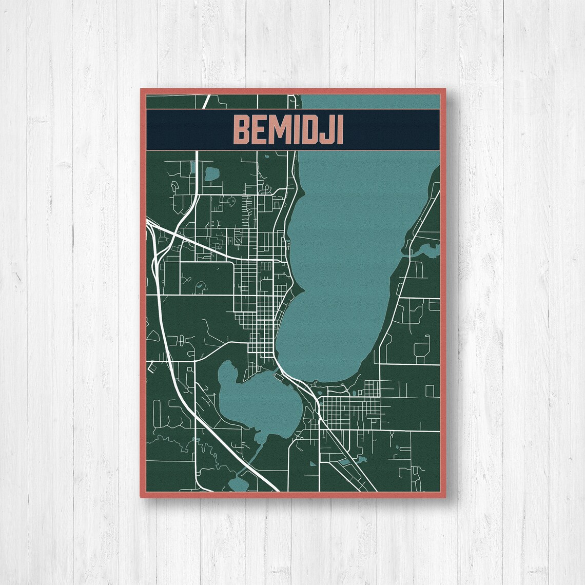 Bemidji Minnesota City Street Map Hanging Canvas Map of - Etsy