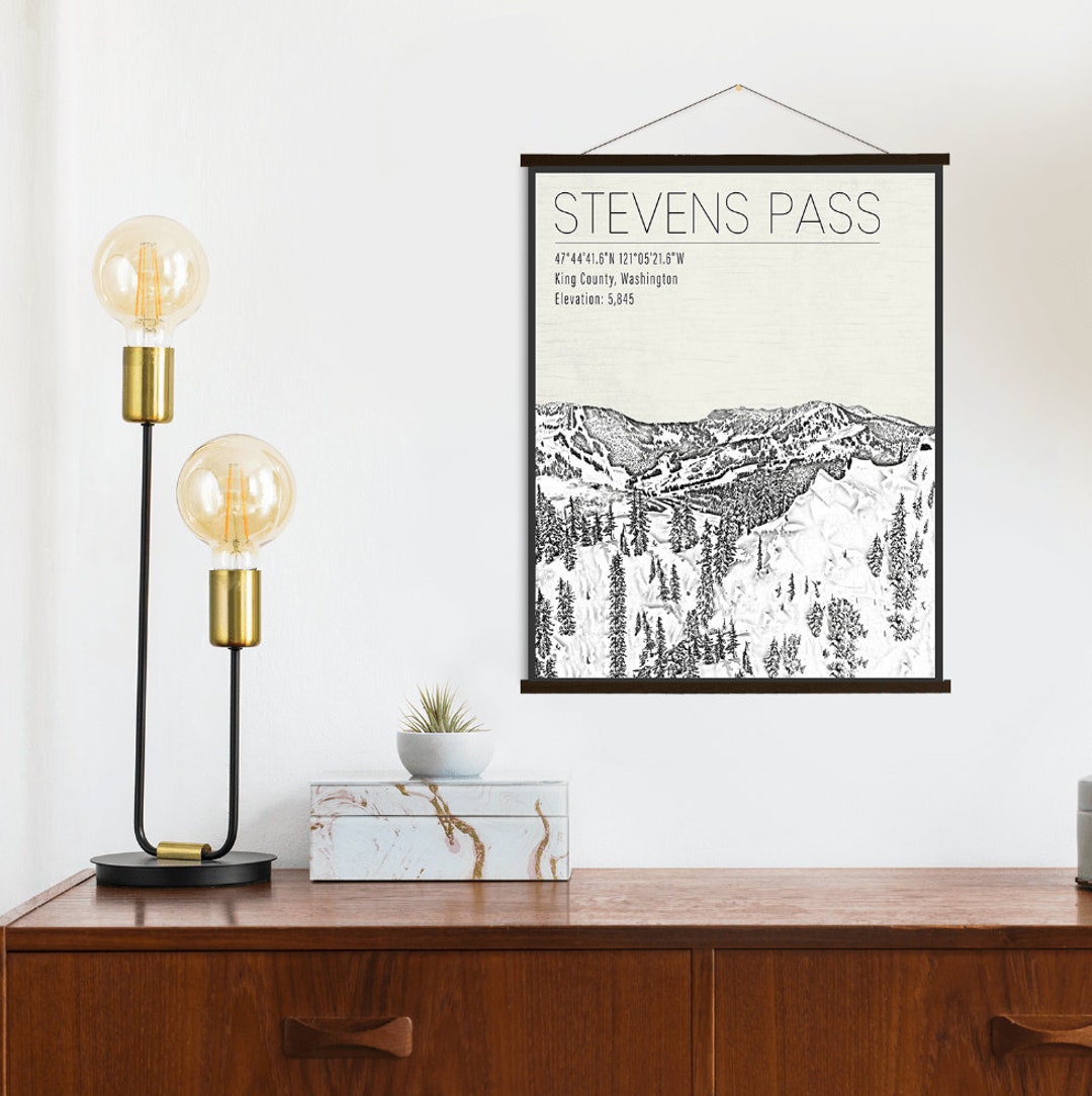 Stevens Pass Washington Ski Resort Print | Hanging Canvas of Stevens ...
