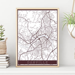 Danville Virginia Street Map Print | Hanging Canvas Map of Danville ...