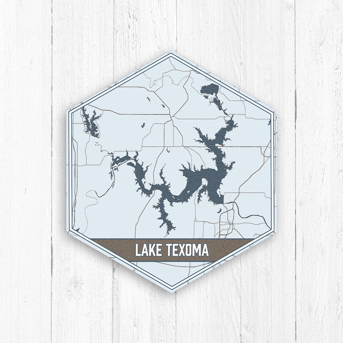 Lake Texoma Oklahoma Hexagon Lake Map Print by Printed | Etsy