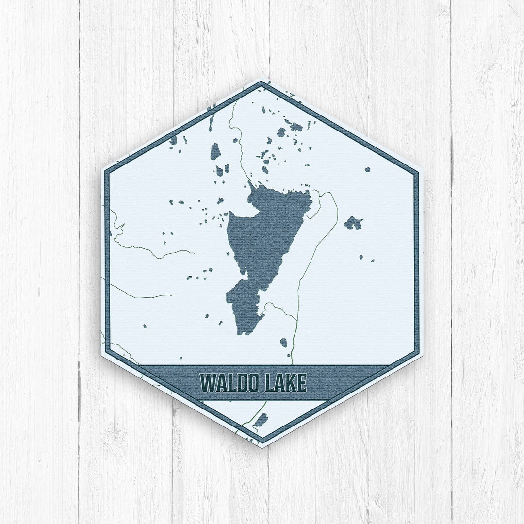 Waldo Lake Oregon Print, Waldo Lake Canvas, Blue Lake Map, Waldo Lake ...