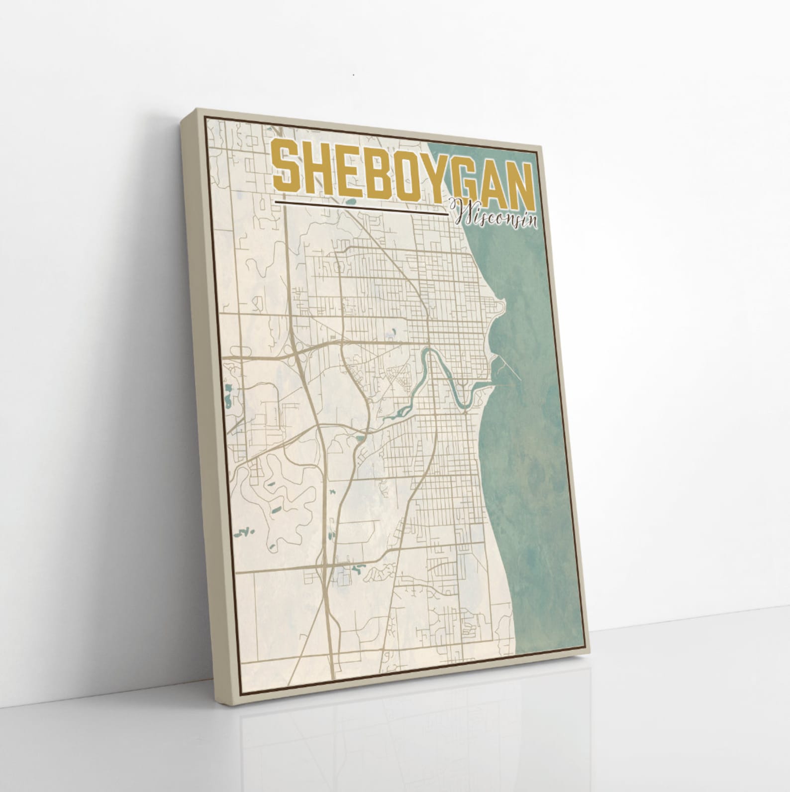 Sheboygan Wisconsin City Street Map Hanging Canvas Map of - Etsy
