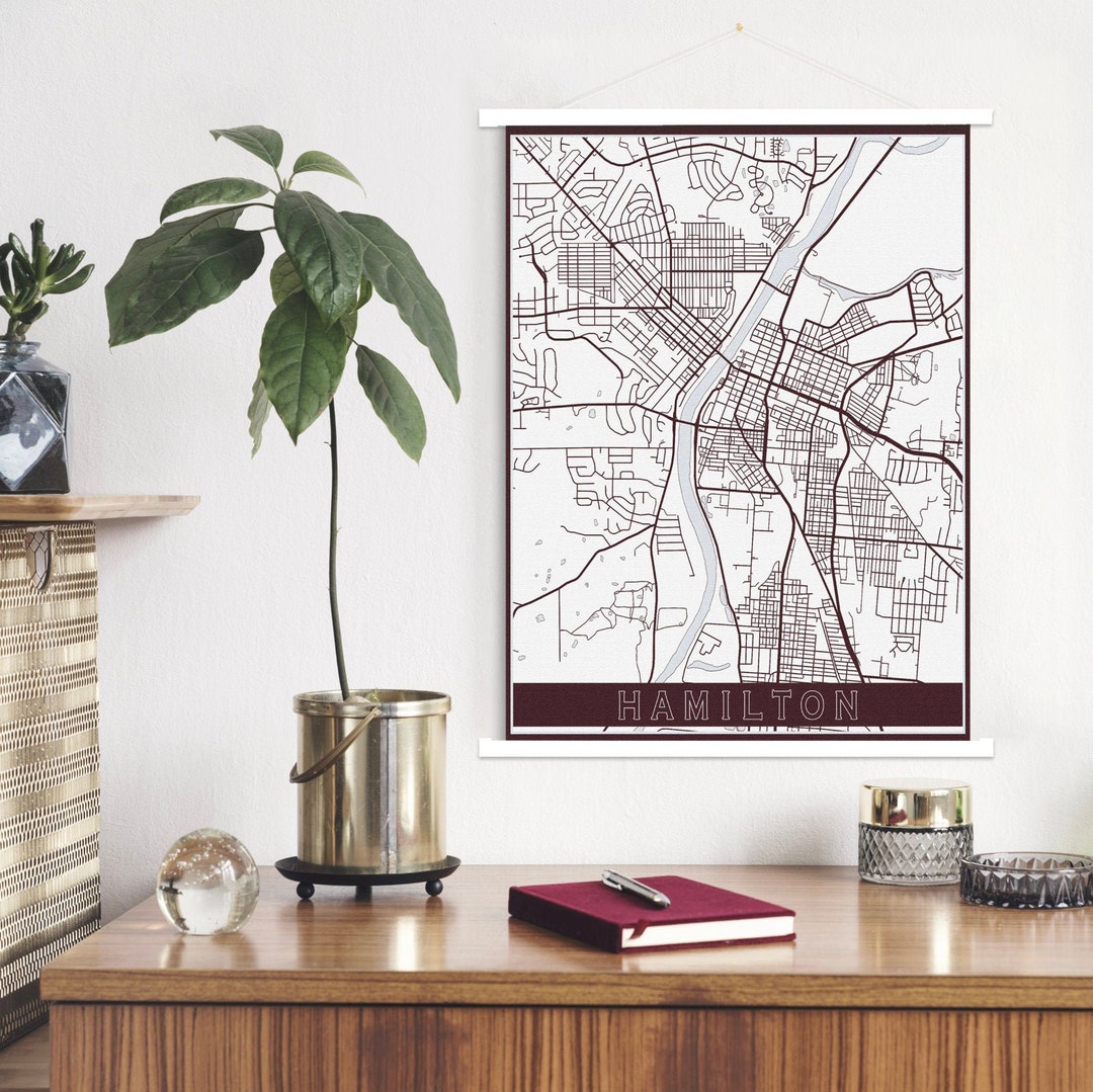 Hamilton Ohio Street Map Print | Hanging Canvas Map of Hamilton ...