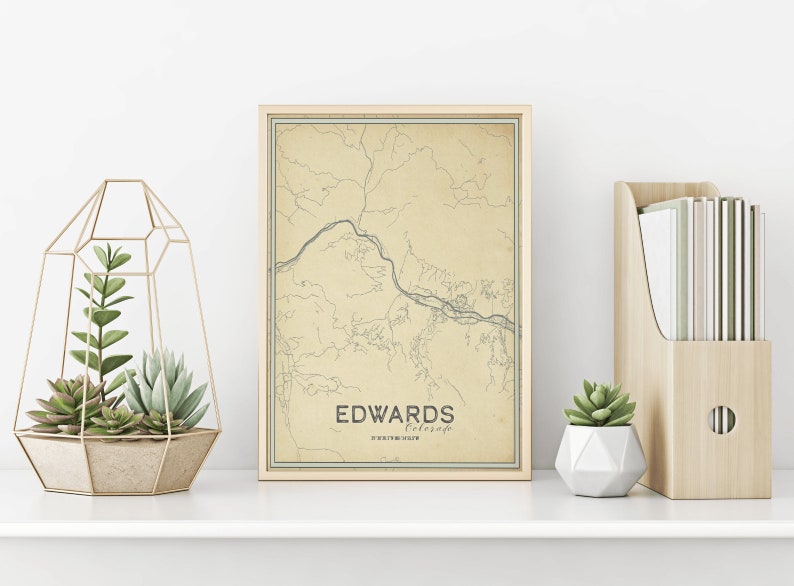 Edwards Colorado Weathered Street Map Hanging Canvas Map of | Etsy