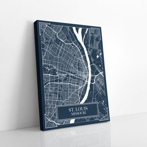 St Louis Missouri Blueprint Street Map | Hanging Canvas Map of St Louis ...