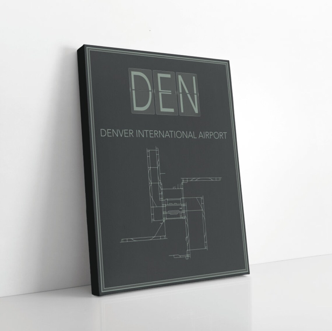 Denver International Airport Runway Dark Map Print Hanging | Etsy