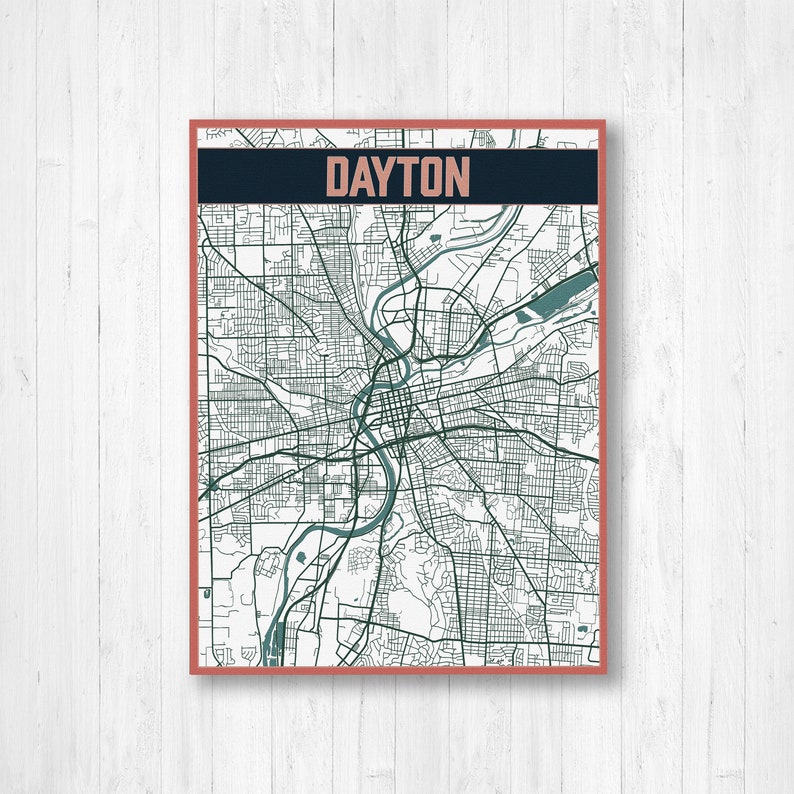 Dayton Ohio City Street Map Hanging Canvas Map of Dayton | Etsy