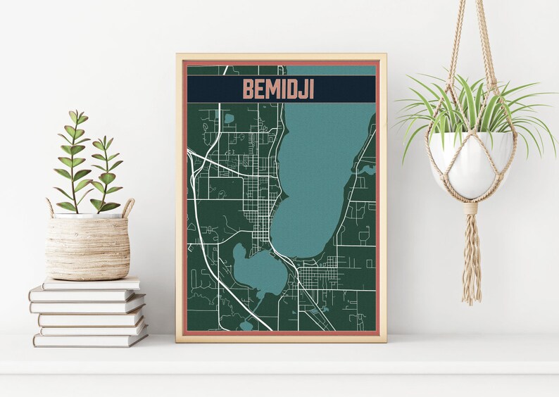 Bemidji Minnesota City Street Map Hanging Canvas Map of - Etsy