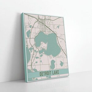 Detroit Lake Minnesota Map Print | Detroit Lake Magnetic Poster Frame ...