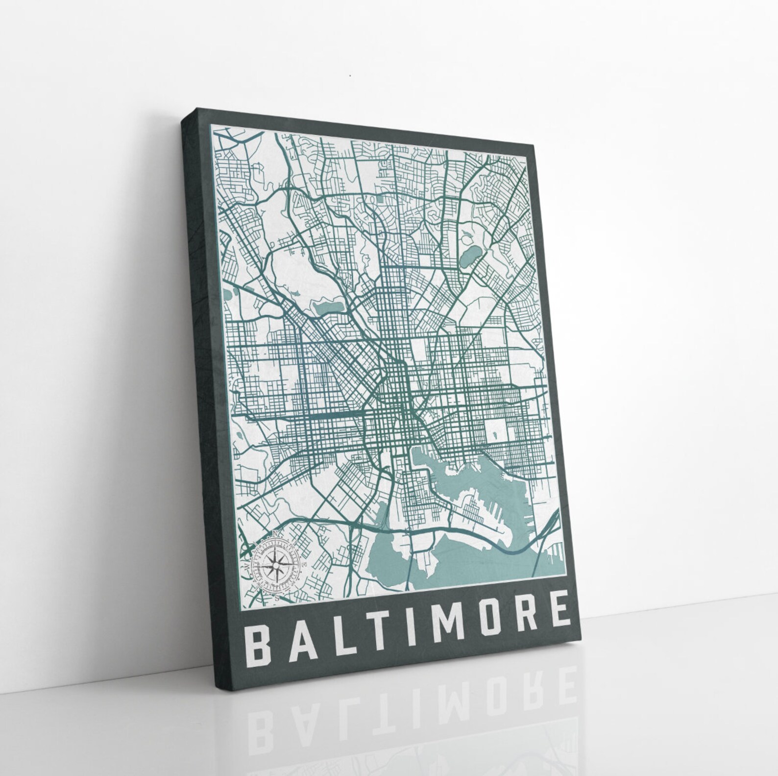 Baltimore Maryland City Street Map Print Hanging Canvas Map | Etsy