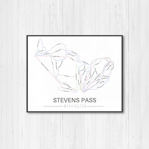 Stevens Pass Washington Ski Trail Map | Hanging Canvas of Stevens Pass ...