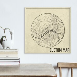Custom Square Street Map Print, Personalized Map Print, Custom City Map ...