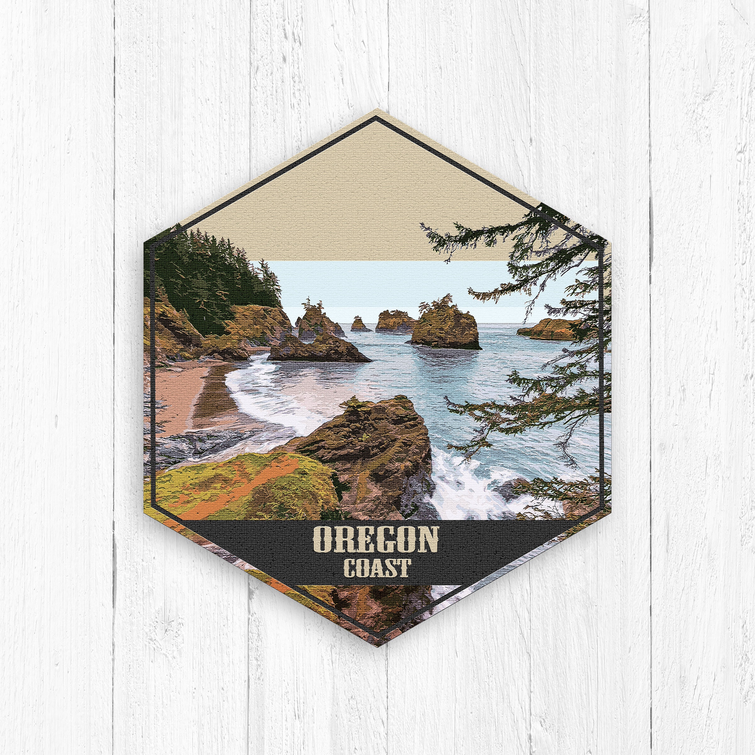 Oregon Coast Hexagon Illustration by Printed Marketplace | Etsy