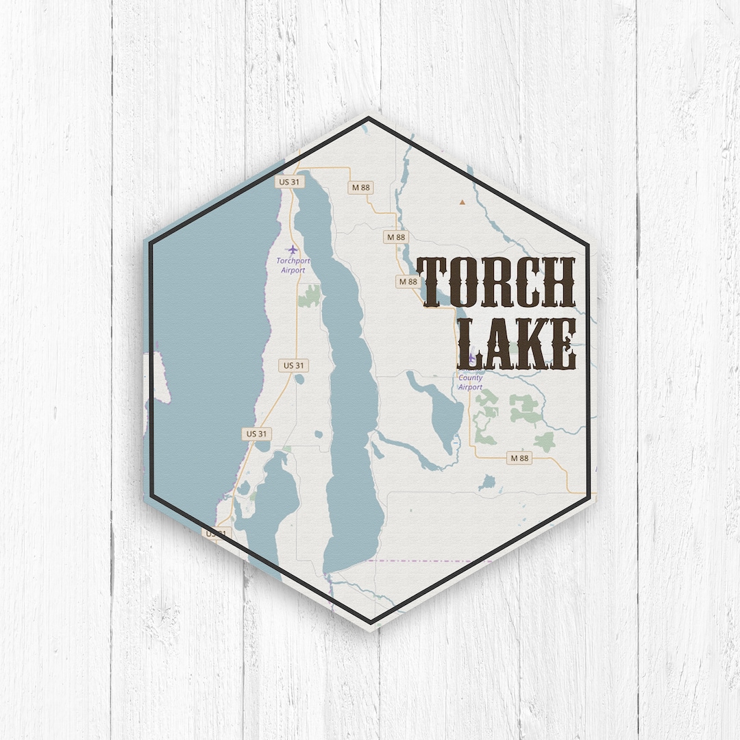 Torch Lake Michigan Hexagon Canvas, Torch Lake Canvas, Lakes of America ...