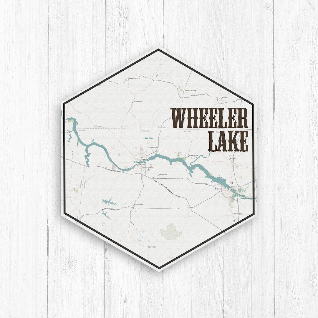 Wheeler Lake Alabama Hexagon Lake Map by Printed Marketplace - Etsy