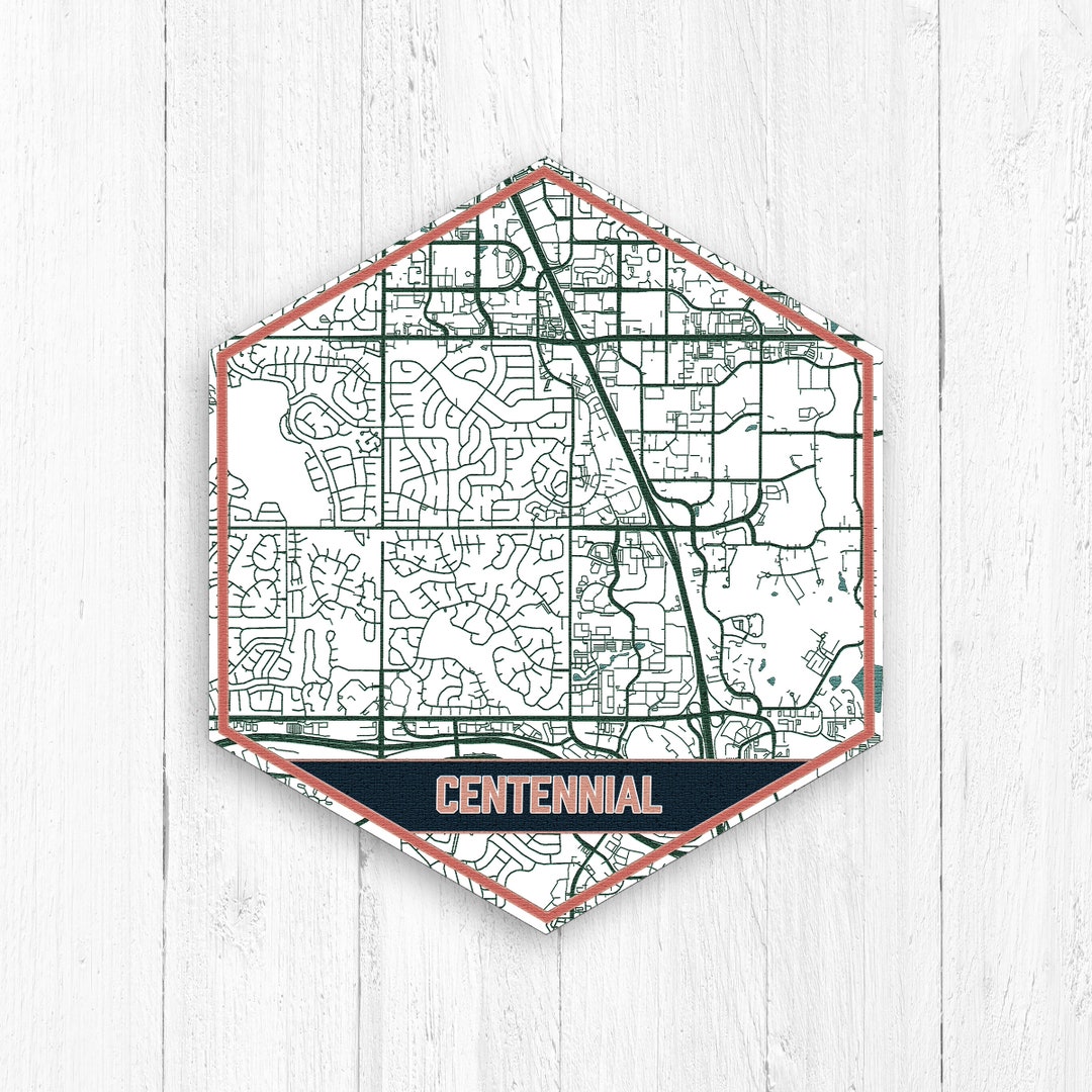 Centennial Colorado Map Hexagon Canvas by Printed Marketplace - Etsy