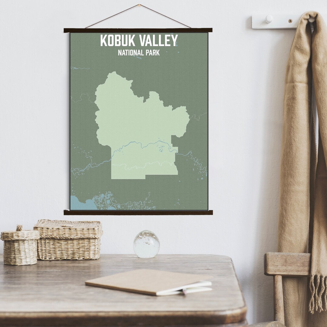 Kobuk Valley Alaska National Park Dark Map Print | Hanging Canvas of ...