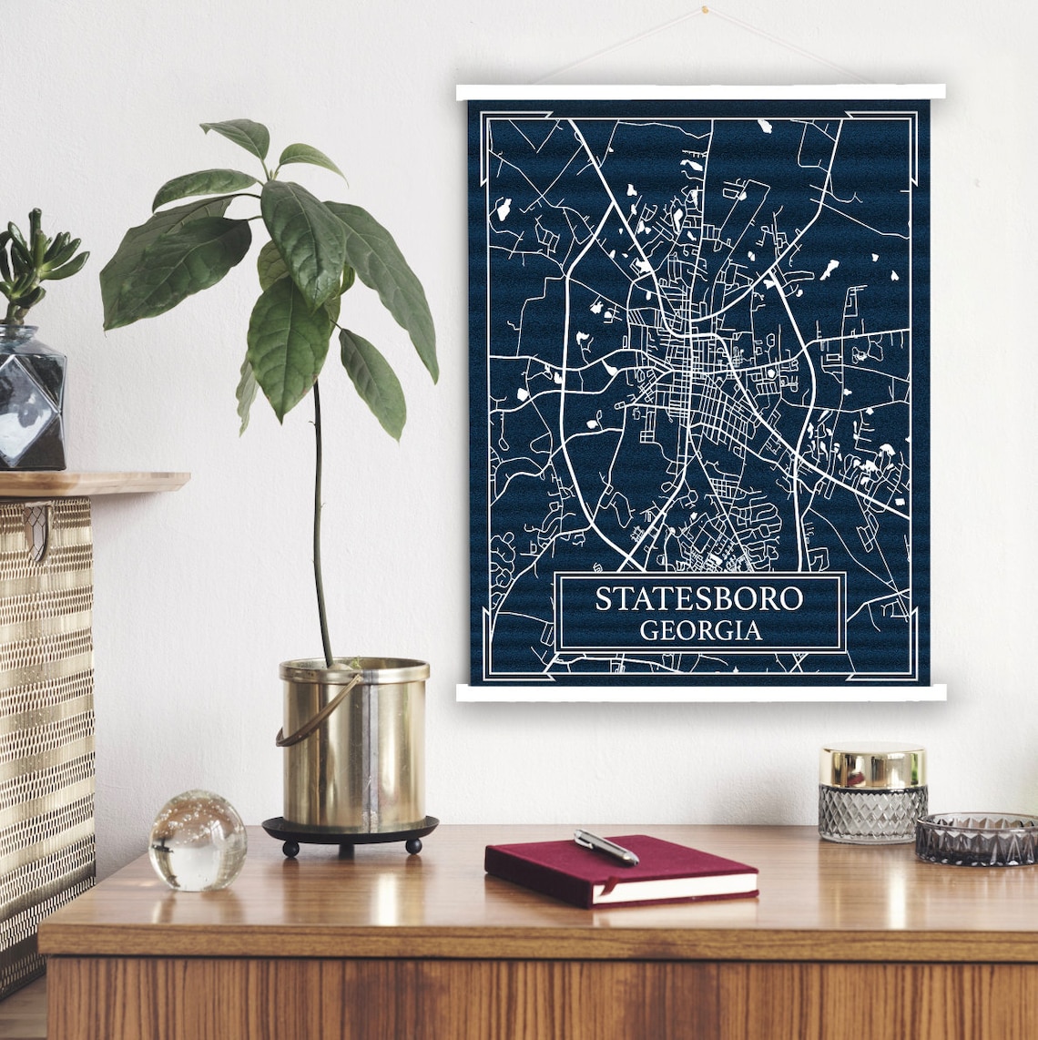 Statesboro Georgia Blueprint Street Map Hanging Canvas Map - Etsy