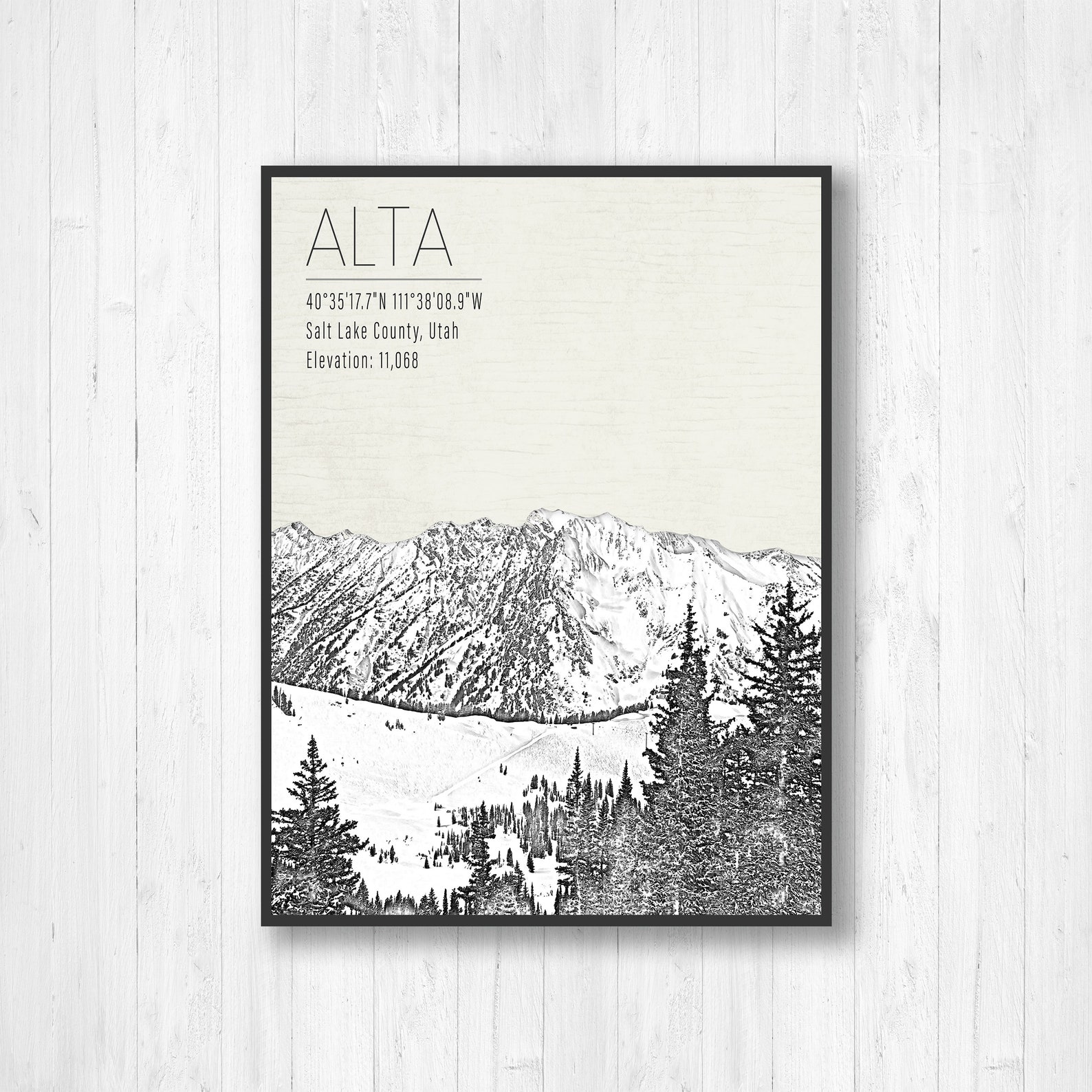Alta Utah Ski Resort Hanging Canvas Map of Alta Printed - Etsy
