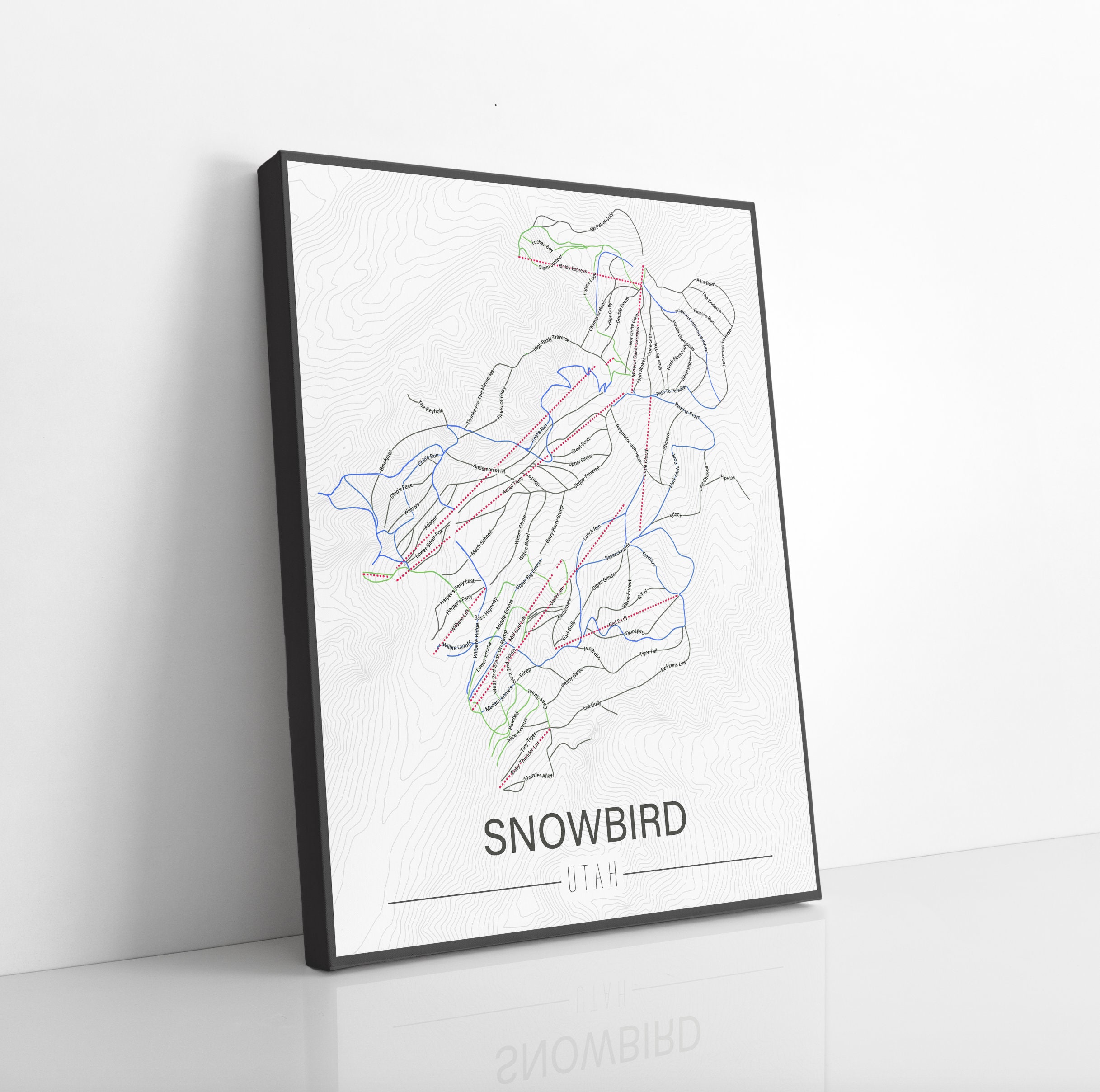Snowbird Utah Ski Trail Map Hanging Canvas of Snowbird Ski - Etsy