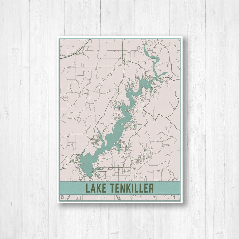 Lake Tenkiller Oklahoma Street Map Print Lake Tenkiller - Etsy