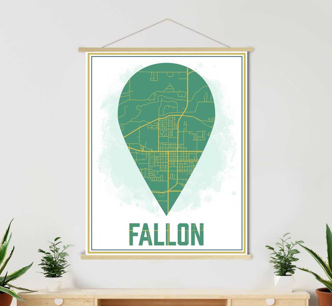 Fallon Nevada Map Marker | Hanging Canvas Map of Fallon | Printed ...