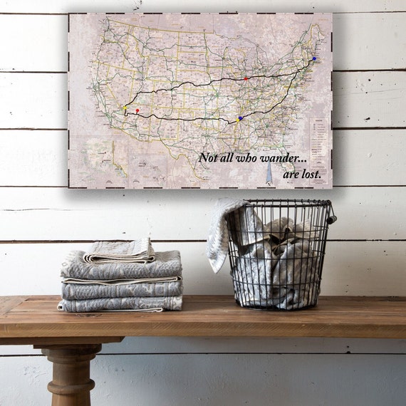 Custom Travel Road Map Canvas Personalized Road Map US Road