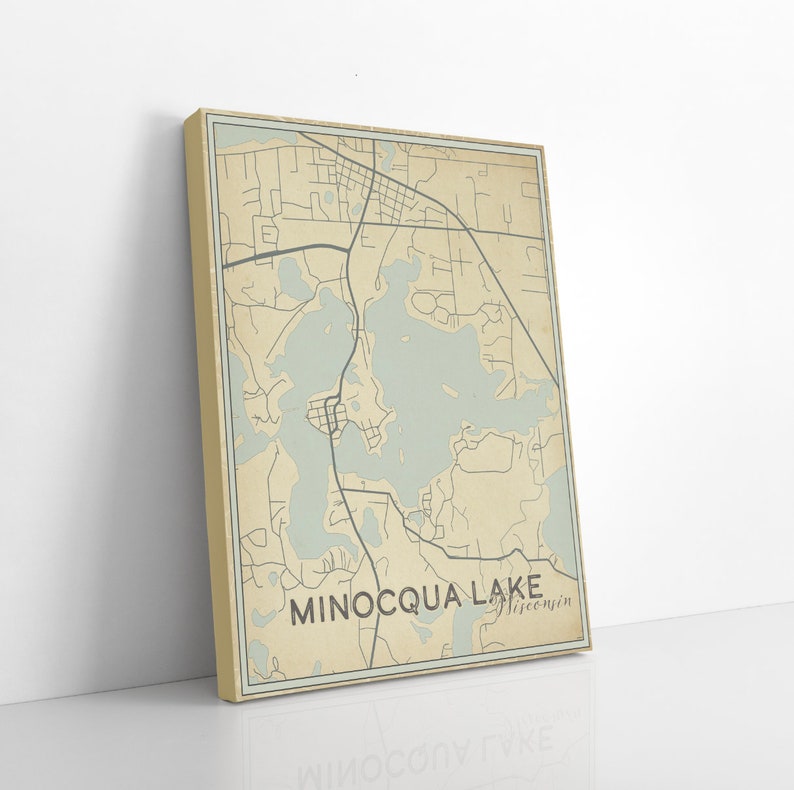 Minocqua Lake Wisconsin Street Map Print Minocqua Lake - Etsy