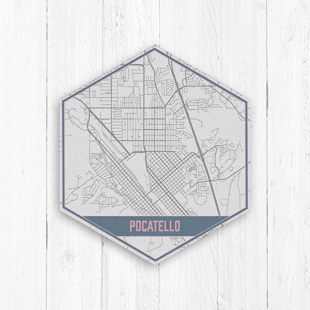 Pocatello Idaho Street Map, Pocatello Idaho Hexagon, Gray and Blue ...