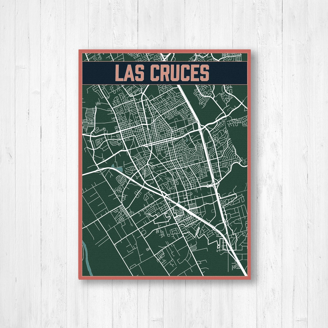 Las Cruces New Mexico City Street Map Hanging Canvas Map of - Etsy