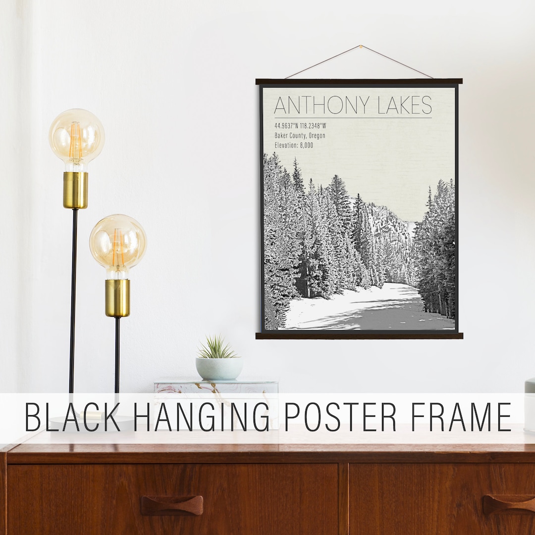 Black Magnetic Hanging Poster Frames | Wooden Hanging Canvas Picture ...