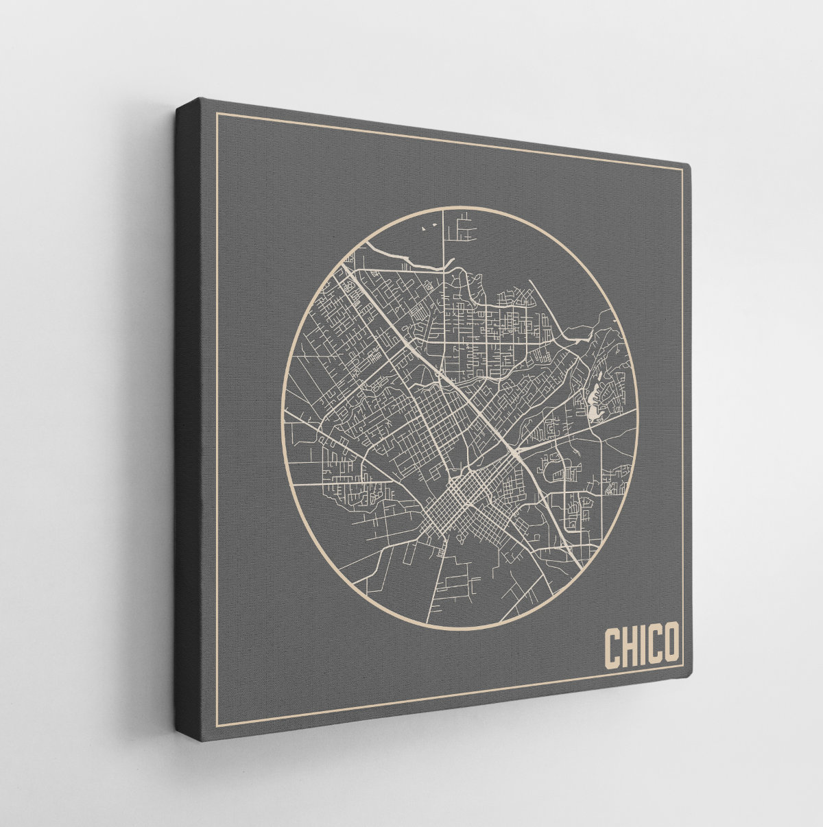Chico California Square Street Map | Hanging Canvas Map of Chico ...