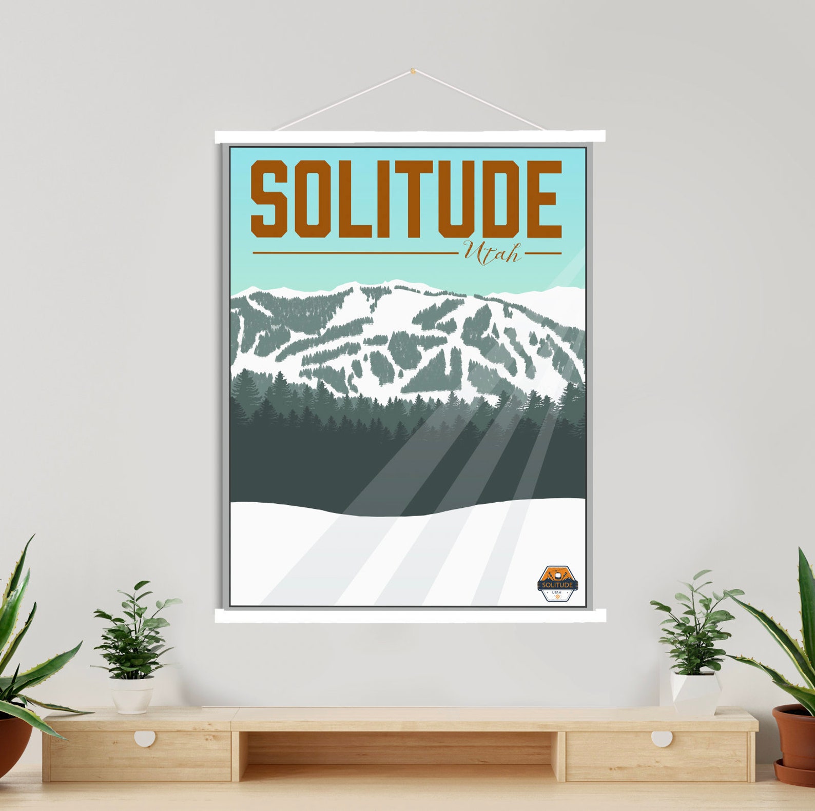 Solitude Utah Ski Resort Illustration Print Hanging Canvas - Etsy