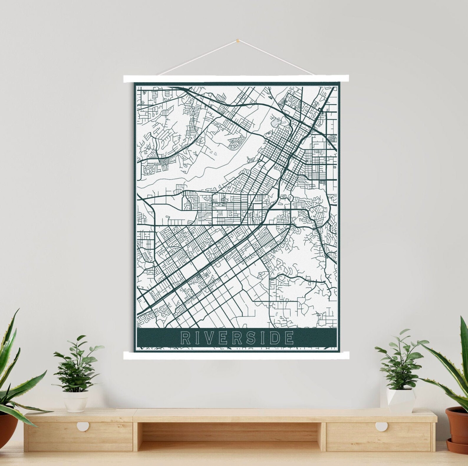 Riverside California Street Map Hanging Canvas Map of - Etsy