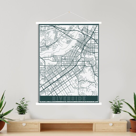 Riverside California Street Map Hanging Canvas Map of | Etsy