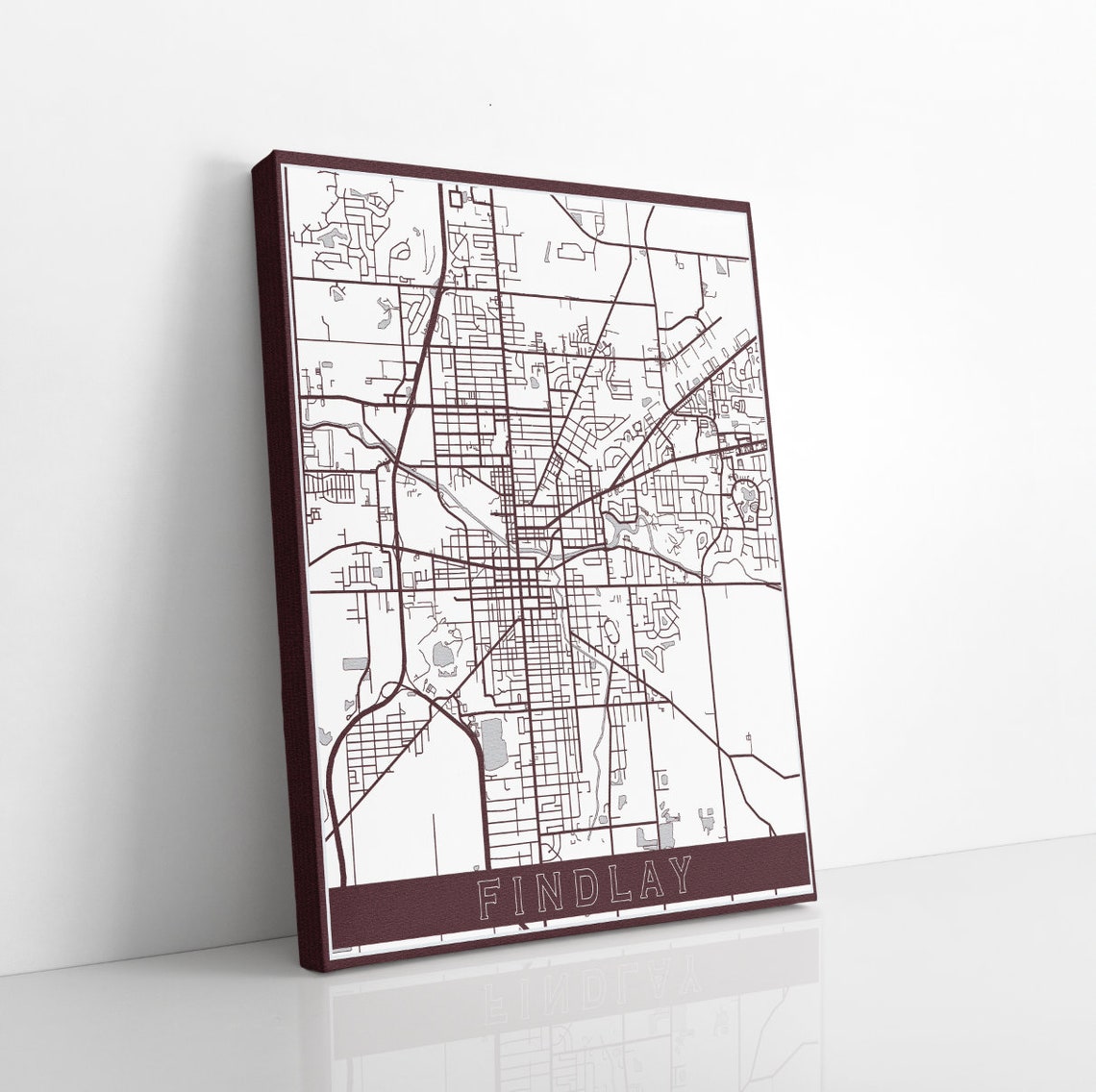 Findlay Ohio Street Map Print Hanging Canvas Map of Findlay | Etsy