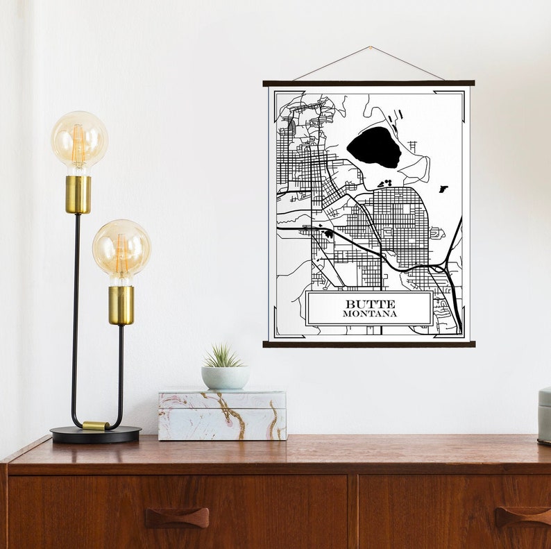 Butte Montana Street Map Hanging Canvas Map of Butte - Etsy